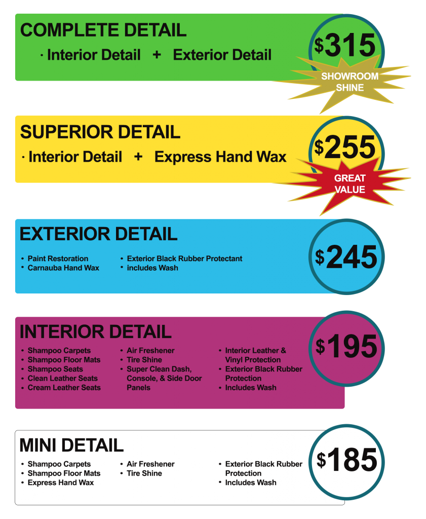 Detail Menu – Friendly Bear Car Wash